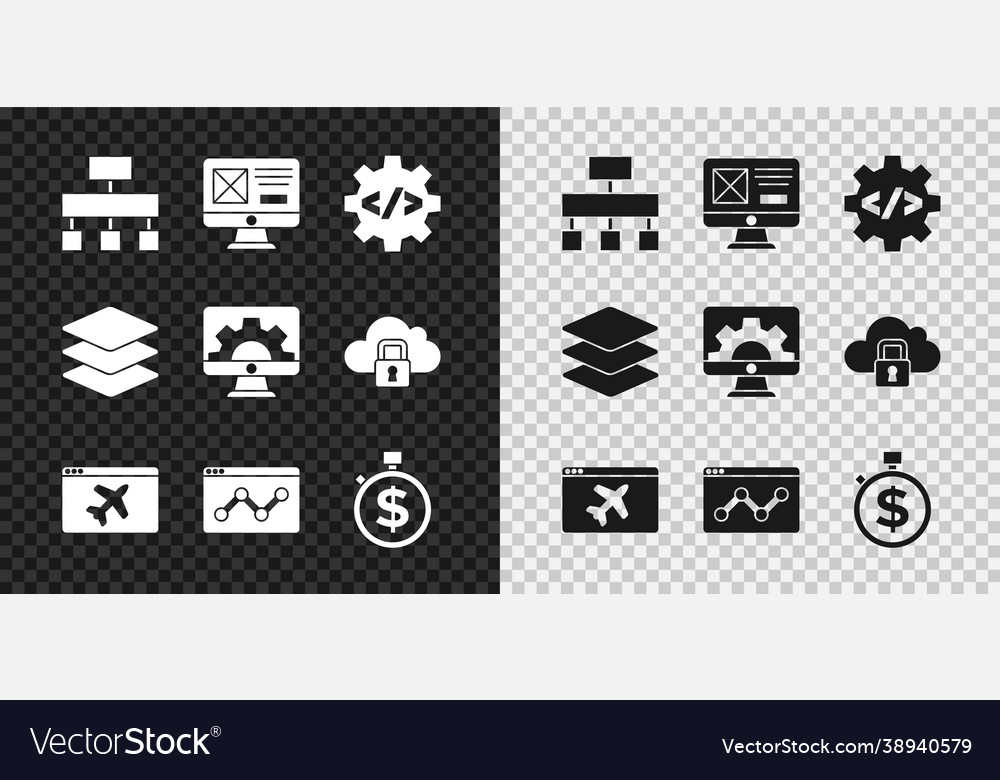 Set site map ui or ux design front end Royalty Free Vector