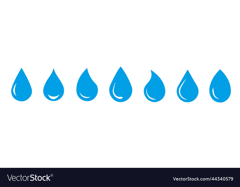 Water drop shape blue drops set or o Royalty Free Vector