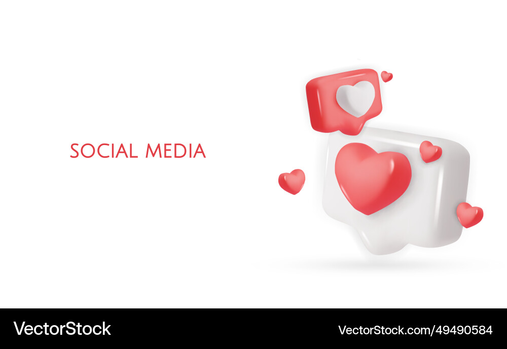 3d icon message dialog button with heart Vector Image
