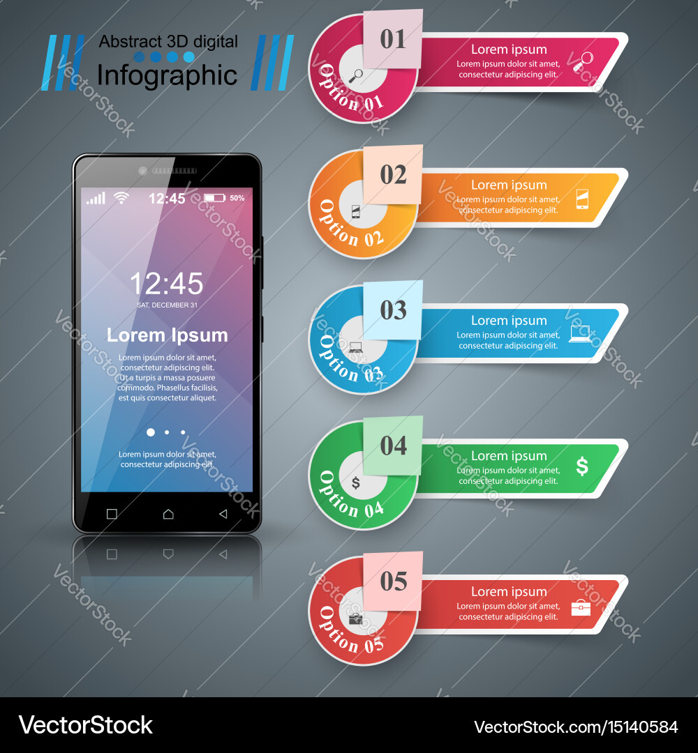 3d infographic smartphone icon Royalty Free Vector Image