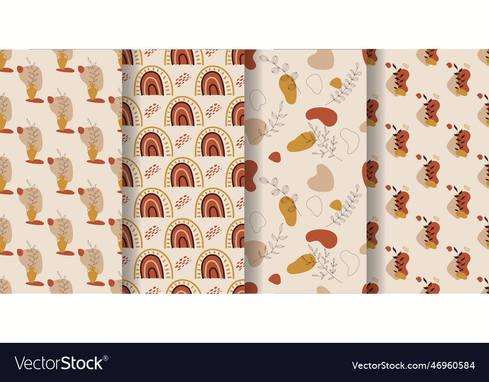Aesthetic Patterns Boho Patterns Set Of Seamless Vector Image