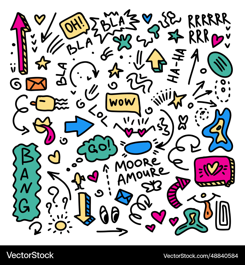 Colourful set of doodle Royalty Free Vector Image