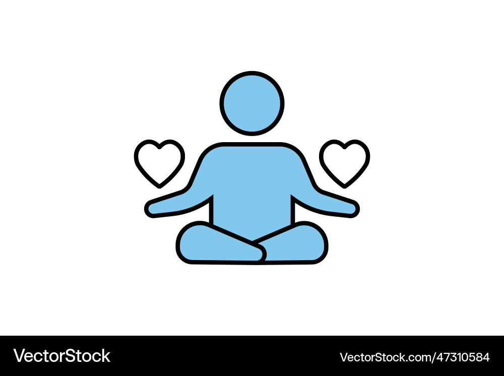 Meditation icon meditating with heart pose human Vector Image