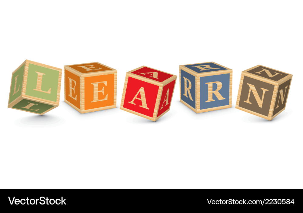 Word learn written with alphabet blocks Royalty Free Vector