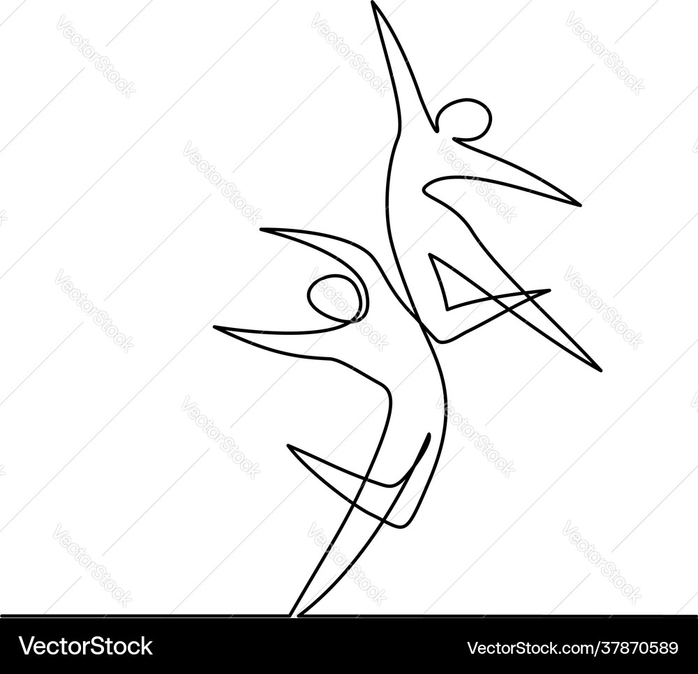 Ballet dancers in motion one line drawing Vector Image