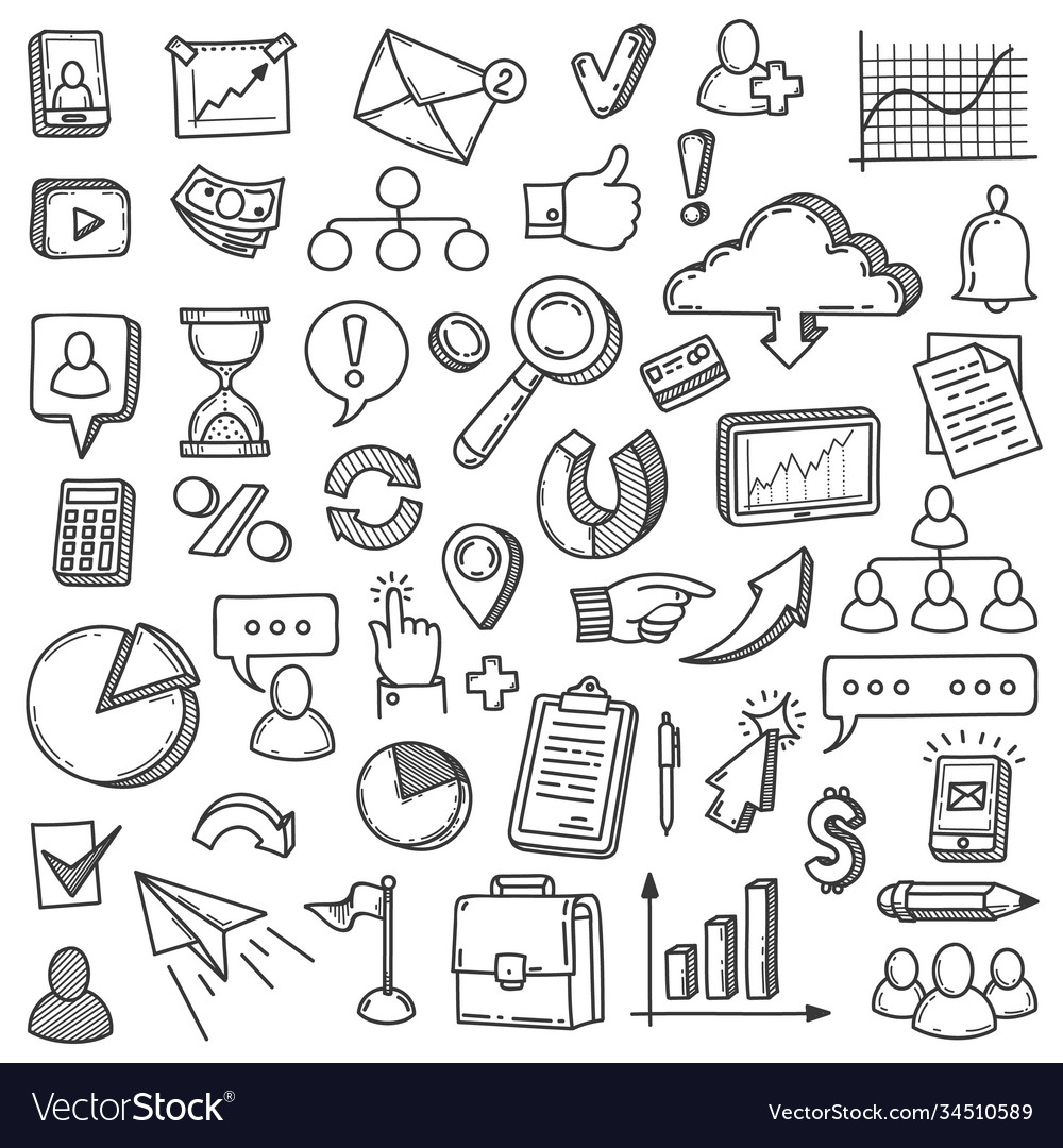 Digital marketing doodle media market business Vector Image Digital marketing doodle media market business Vector Image