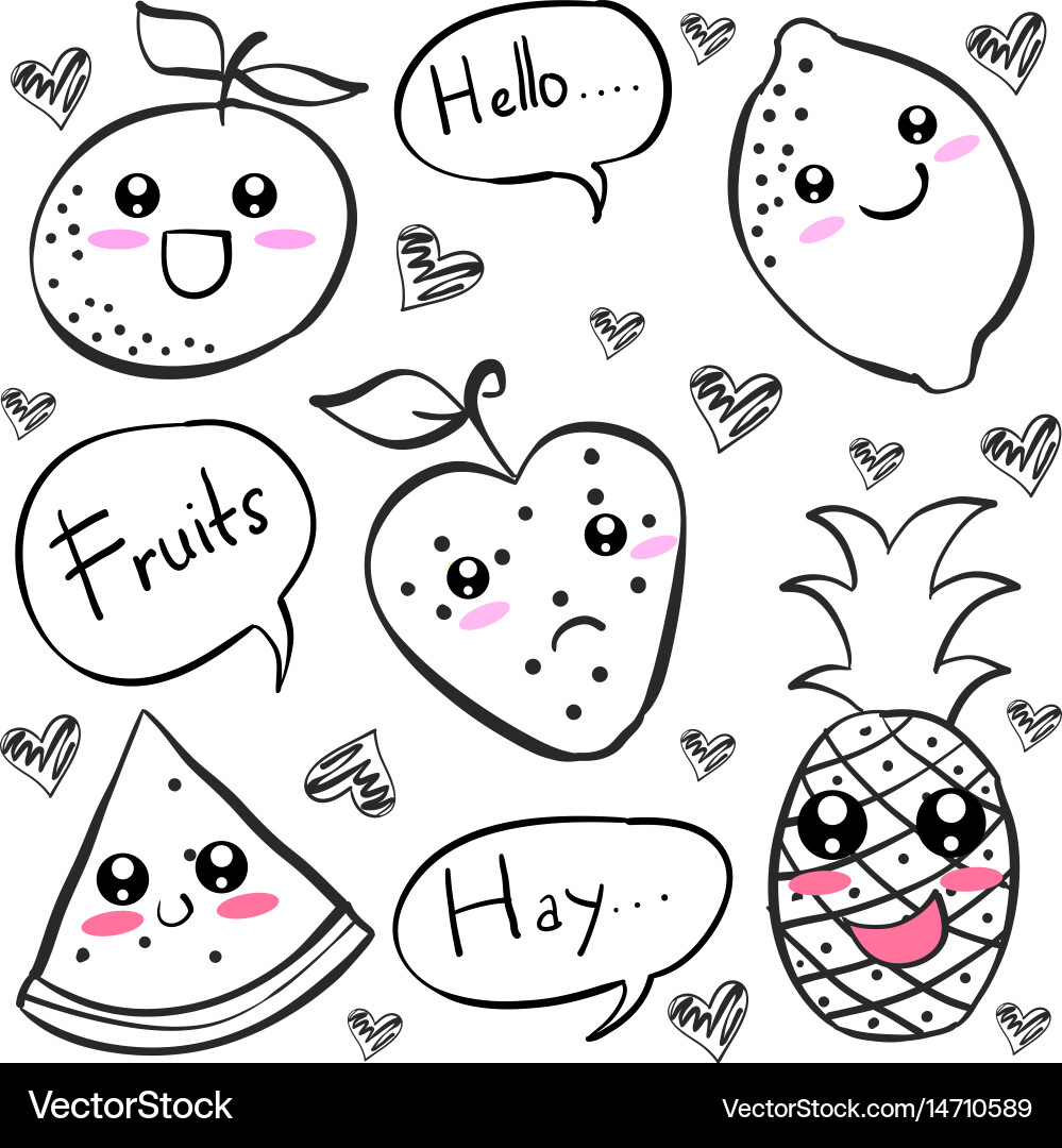 Doodle of fruit black white Royalty Free Vector Image