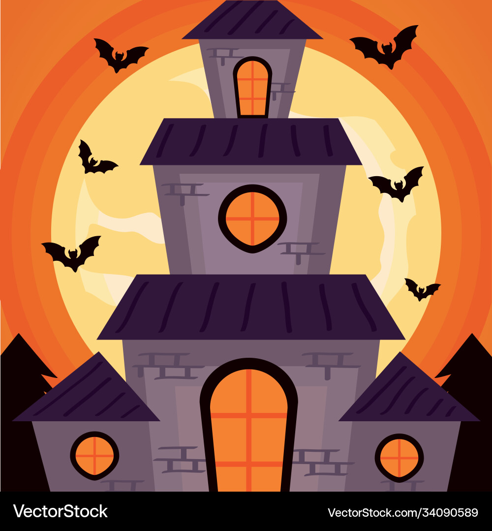 Happy halloween celebration with haunted castle Vector Image