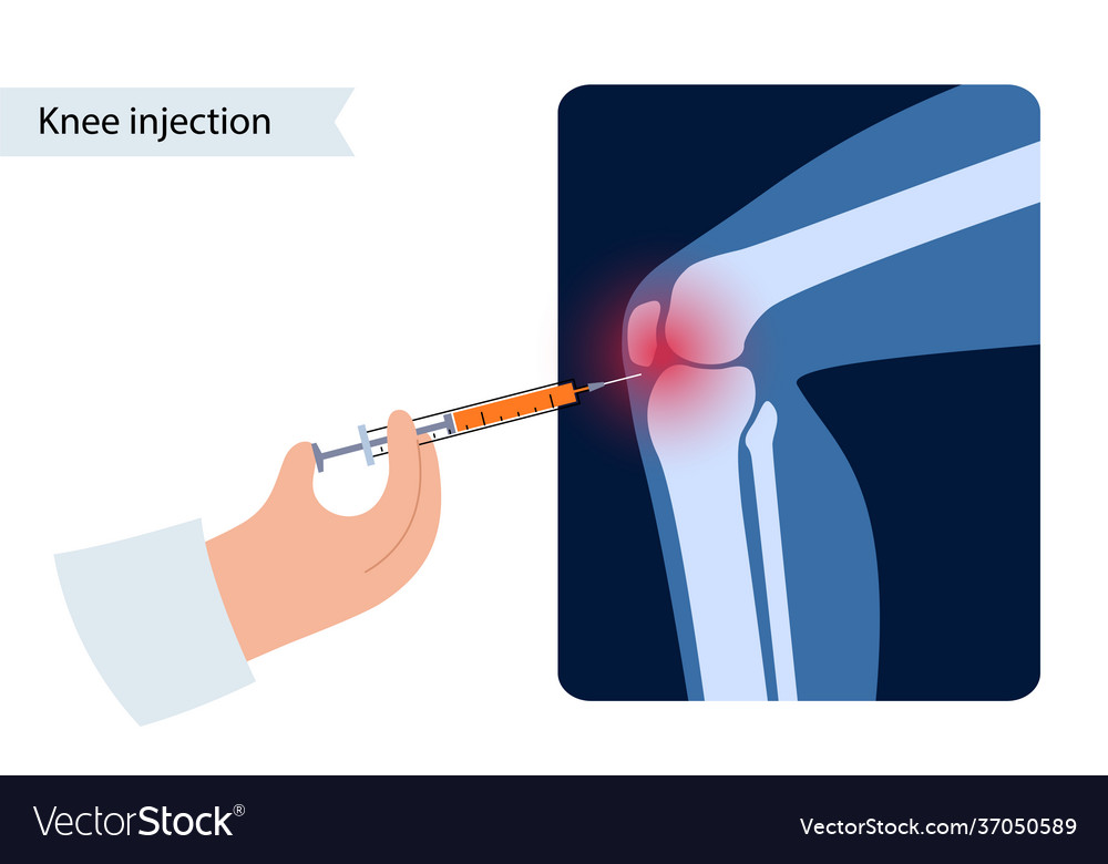 Knee injection concept Royalty Free Vector Image