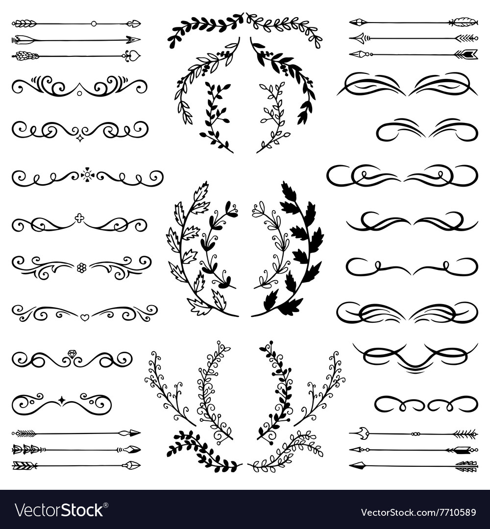 Set doodle design elements Royalty Free Vector Image