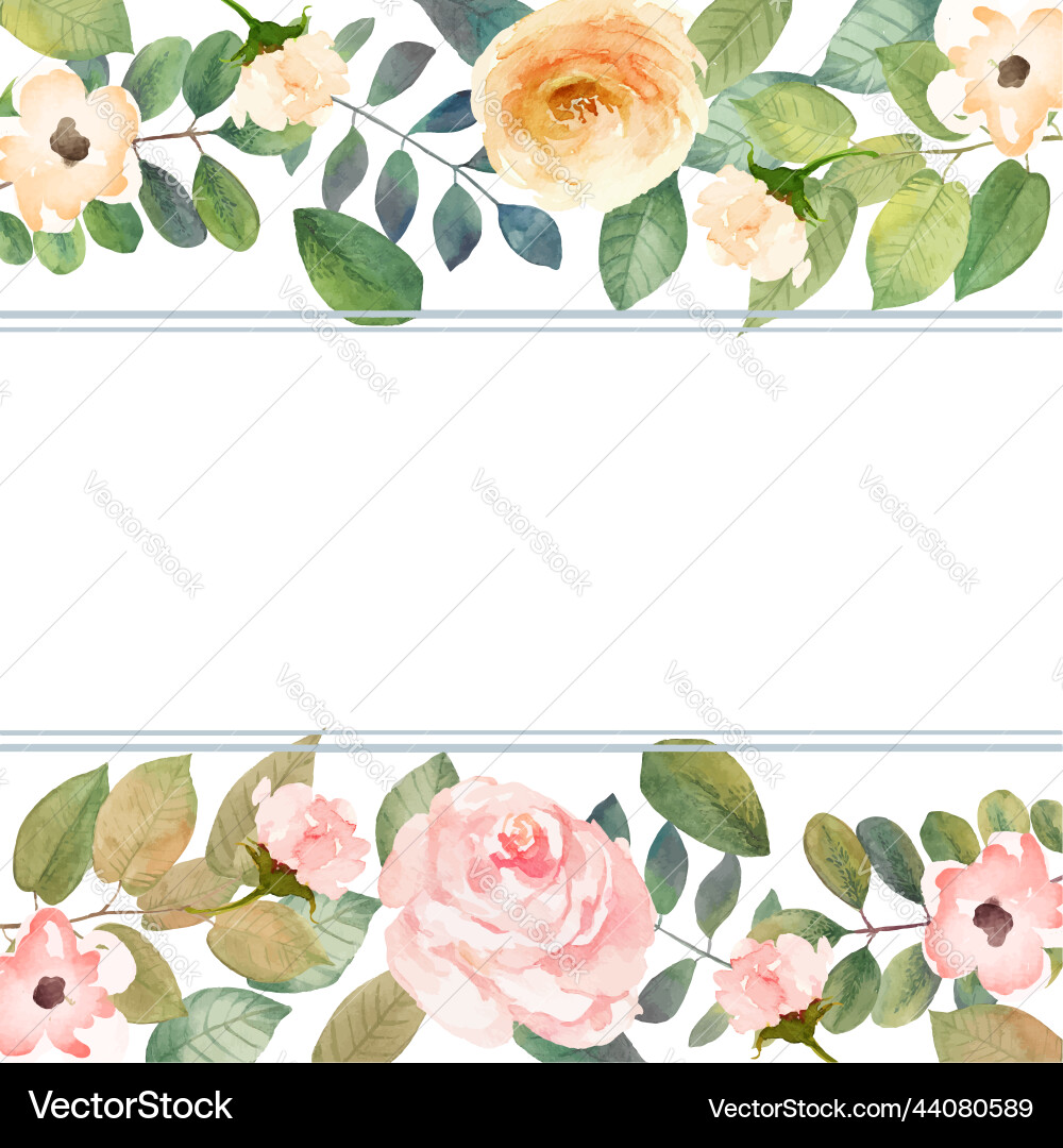 Watercolor flower frame backgrounds geometric Vector Image