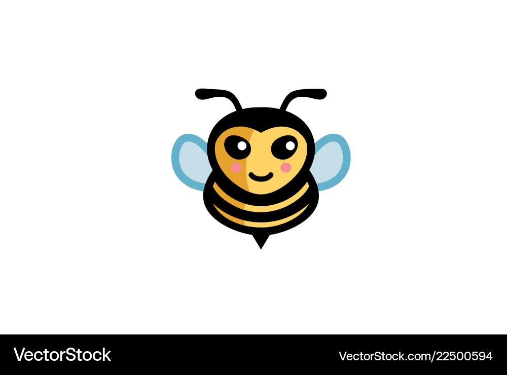 Creative cute little bee logo Royalty Free Vector Image