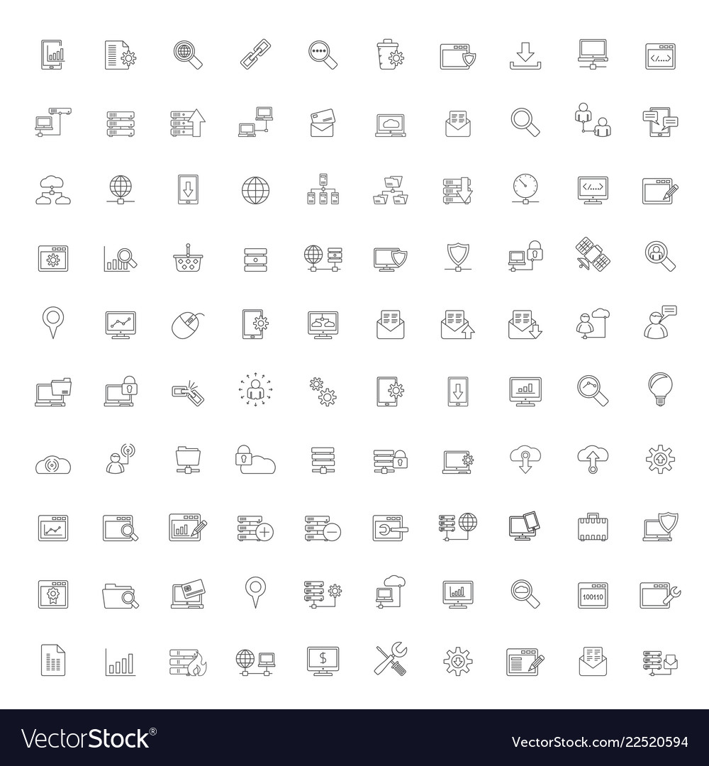 Line internet website and user interface icons Vector Image