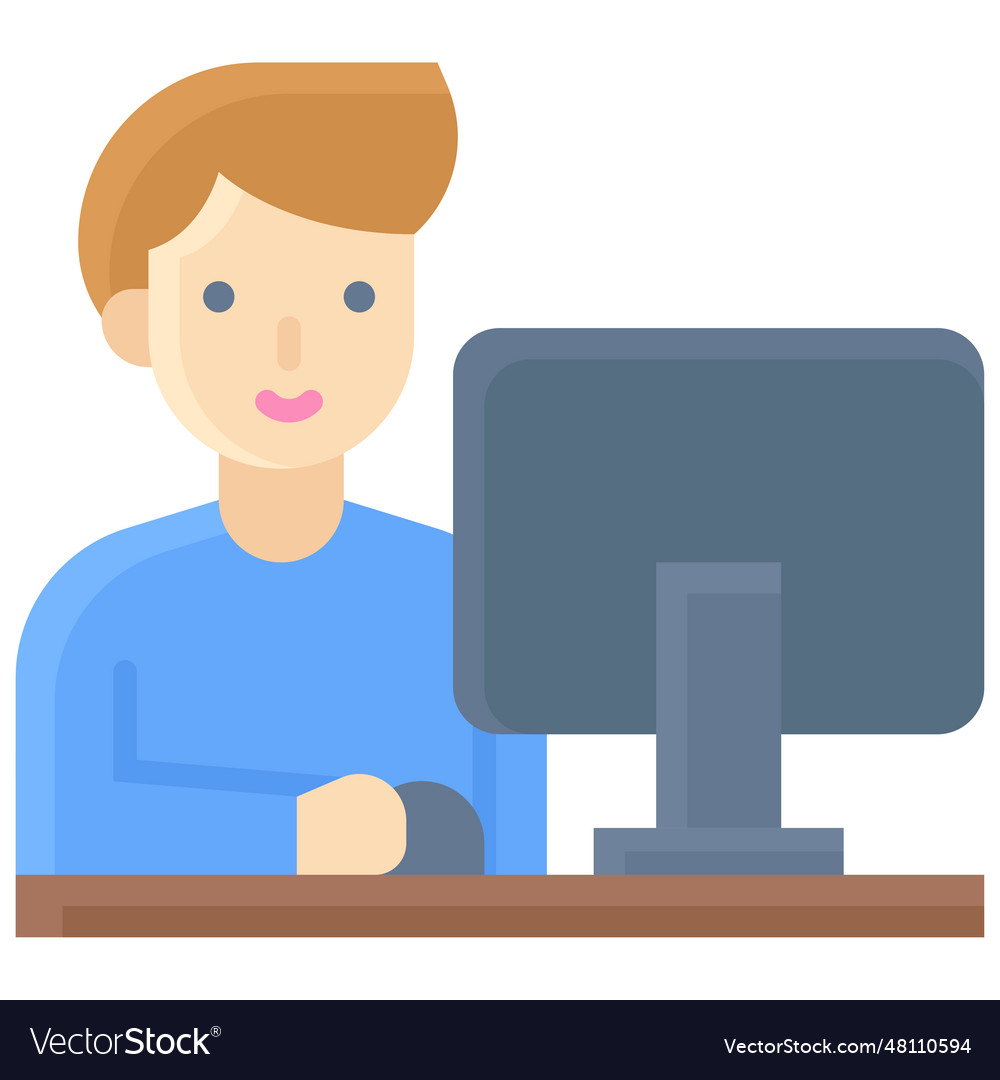 Man using computrer icon an avatar Royalty Free Vector Image