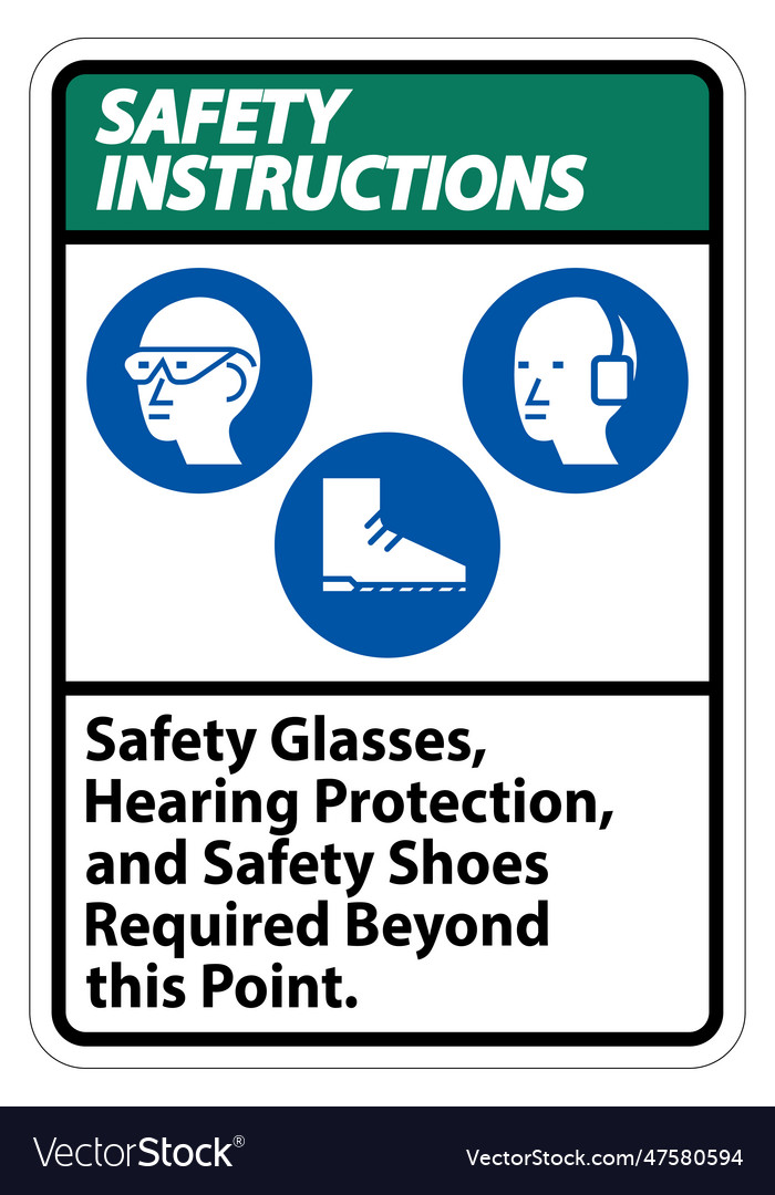 Safety instructions sign glasses hearing Vector Image Safety instructions sign glasses hearing Vector Image