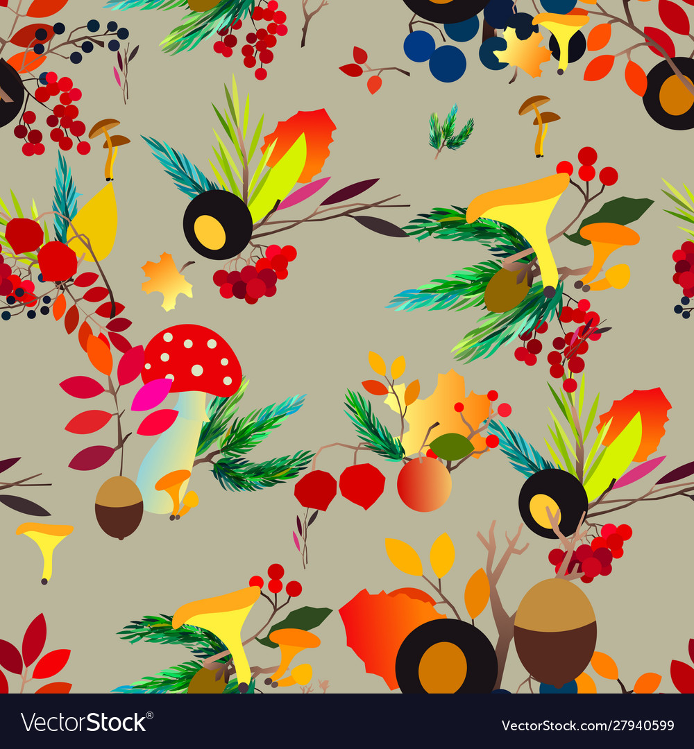 Autumn seamless pattern with berries Royalty Free Vector