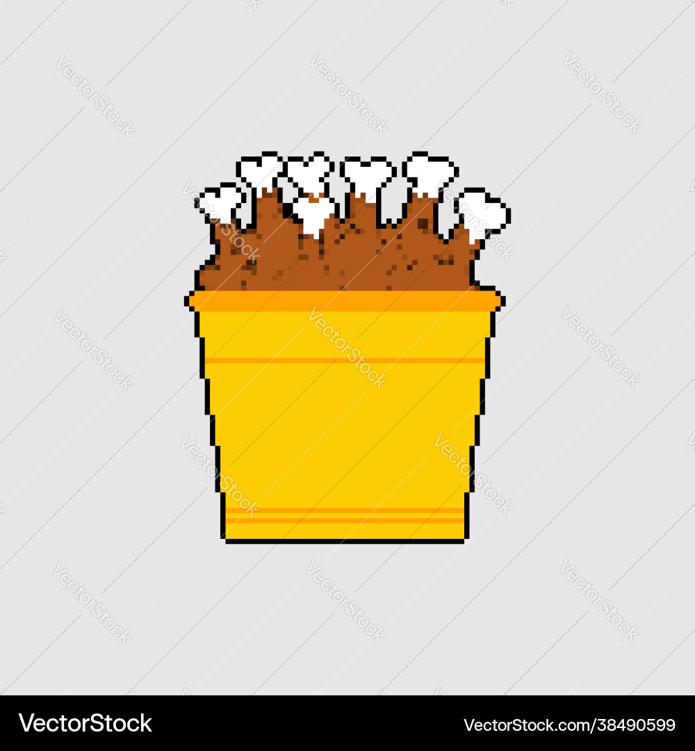 Bucket fried chicken legs pixel art 8 bit Vector Image
