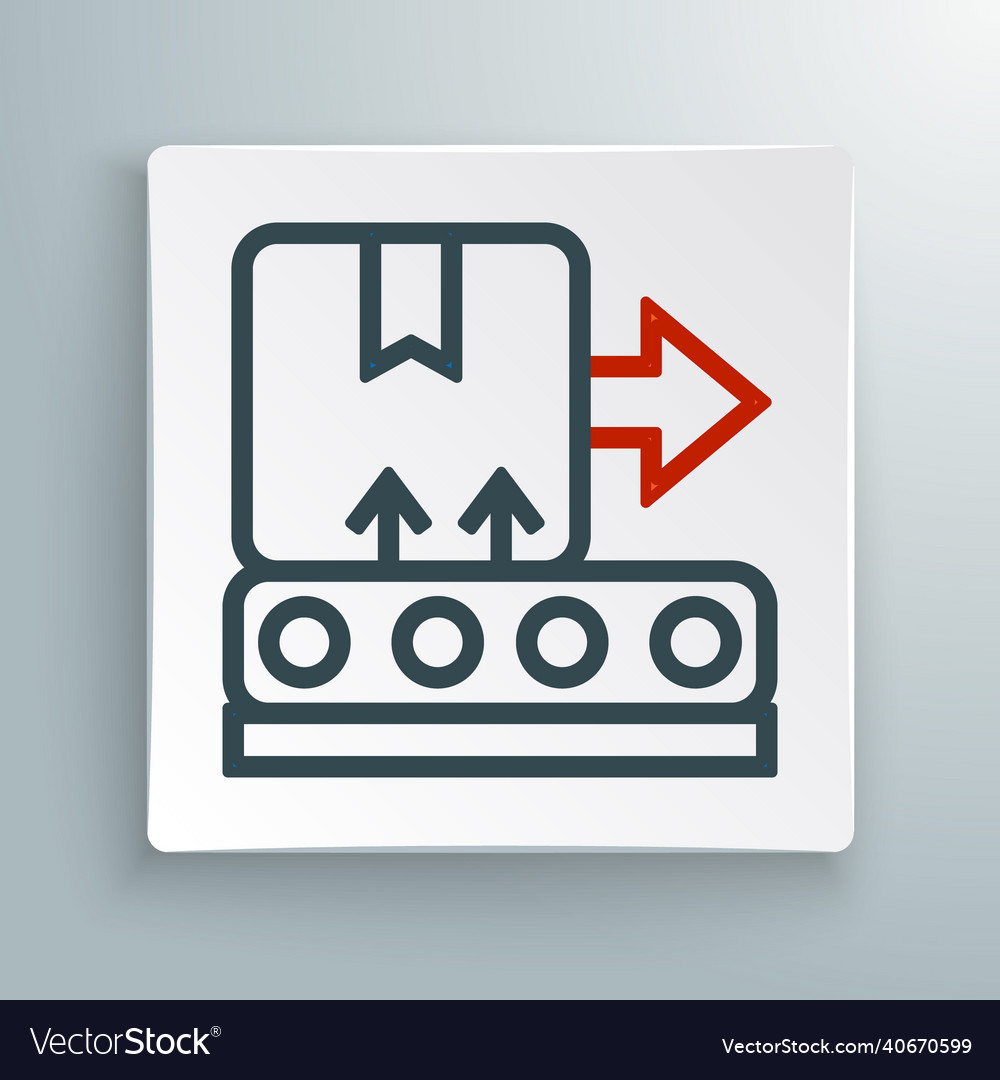 Line conveyor belt with cardboard box icon Vector Image