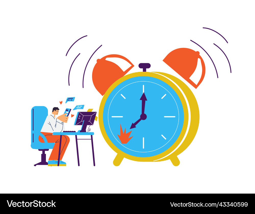 Procrastination and laziness at work banner flat Vector Image