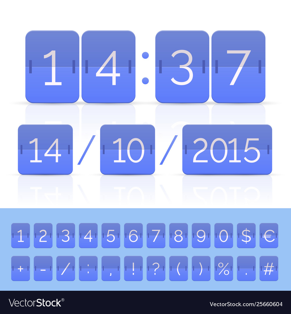 Blue flat flip calendar with timer on white Vector Image