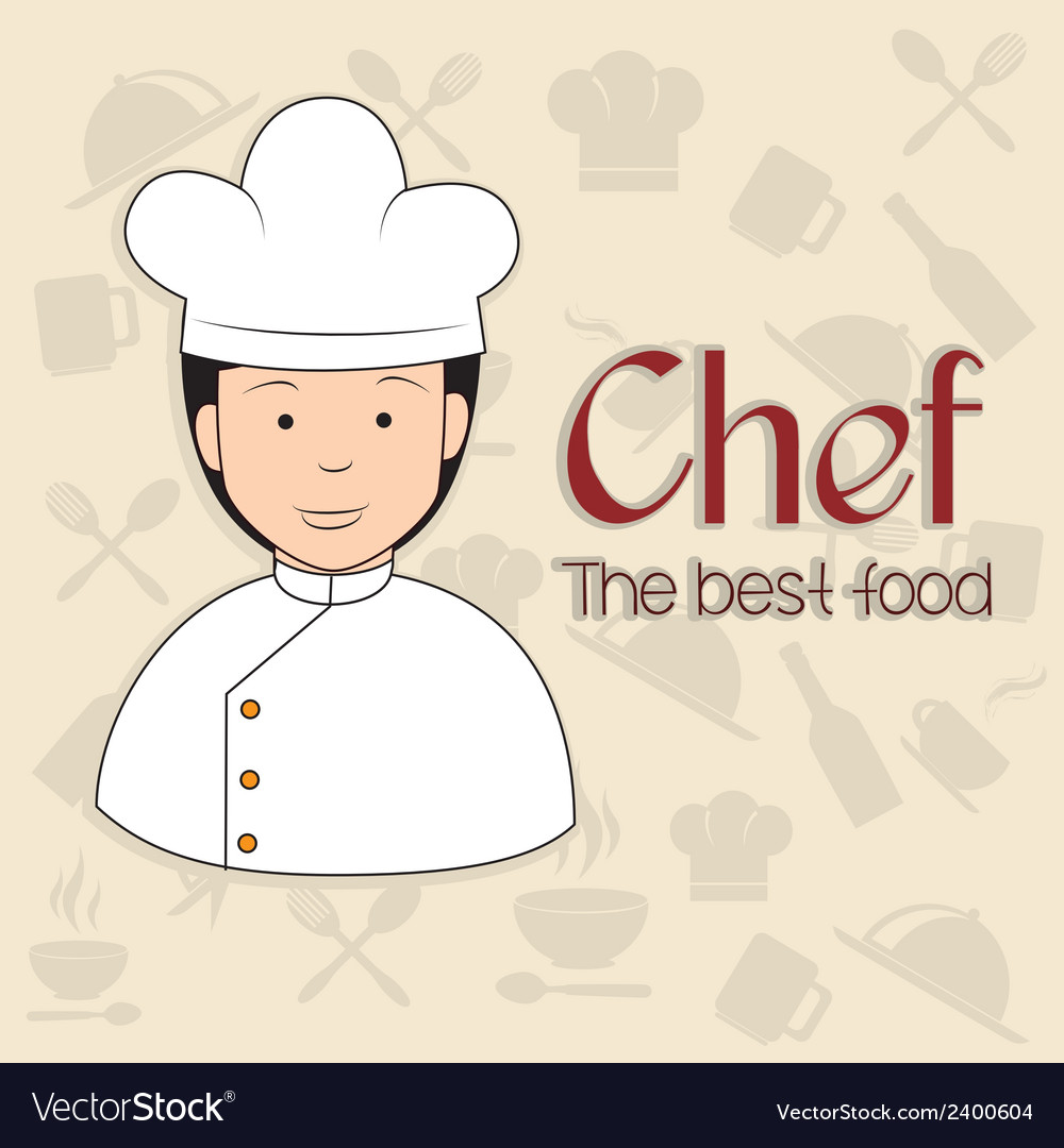 Chef icon over pattern background Royalty Free Vector Image