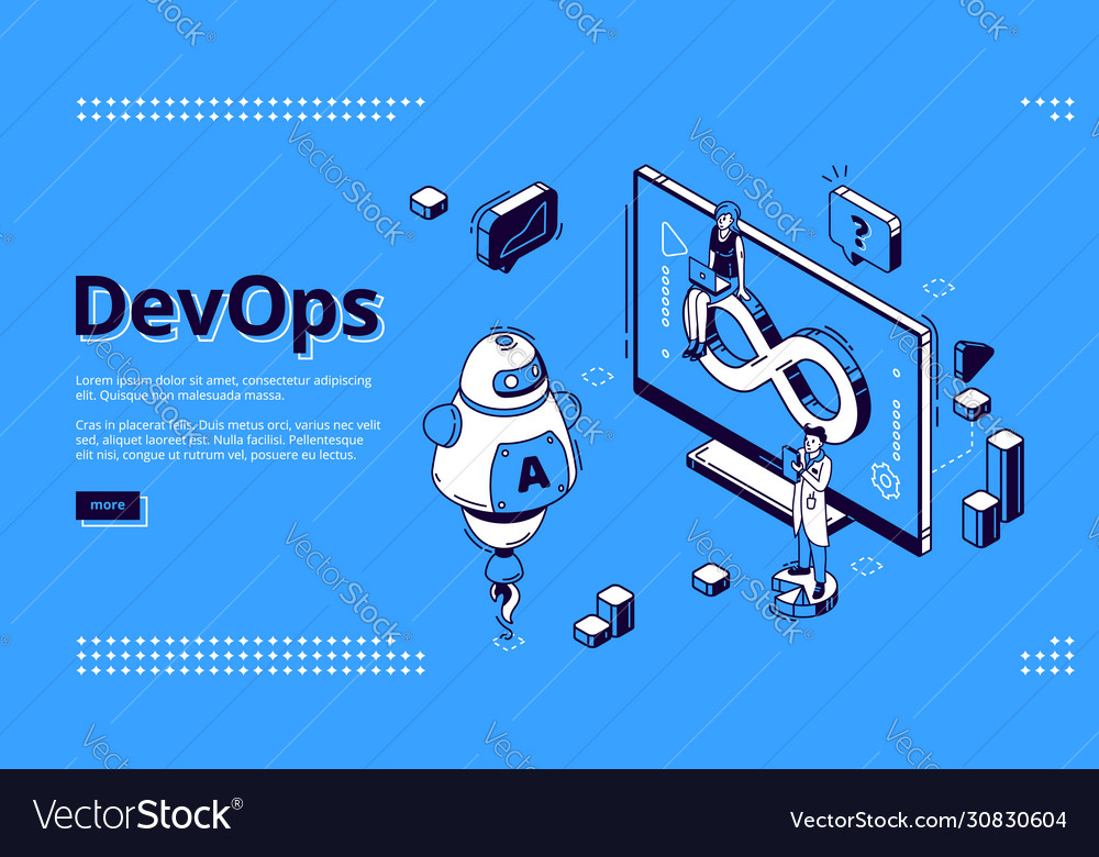 Devops development operations banner Royalty Free Vector