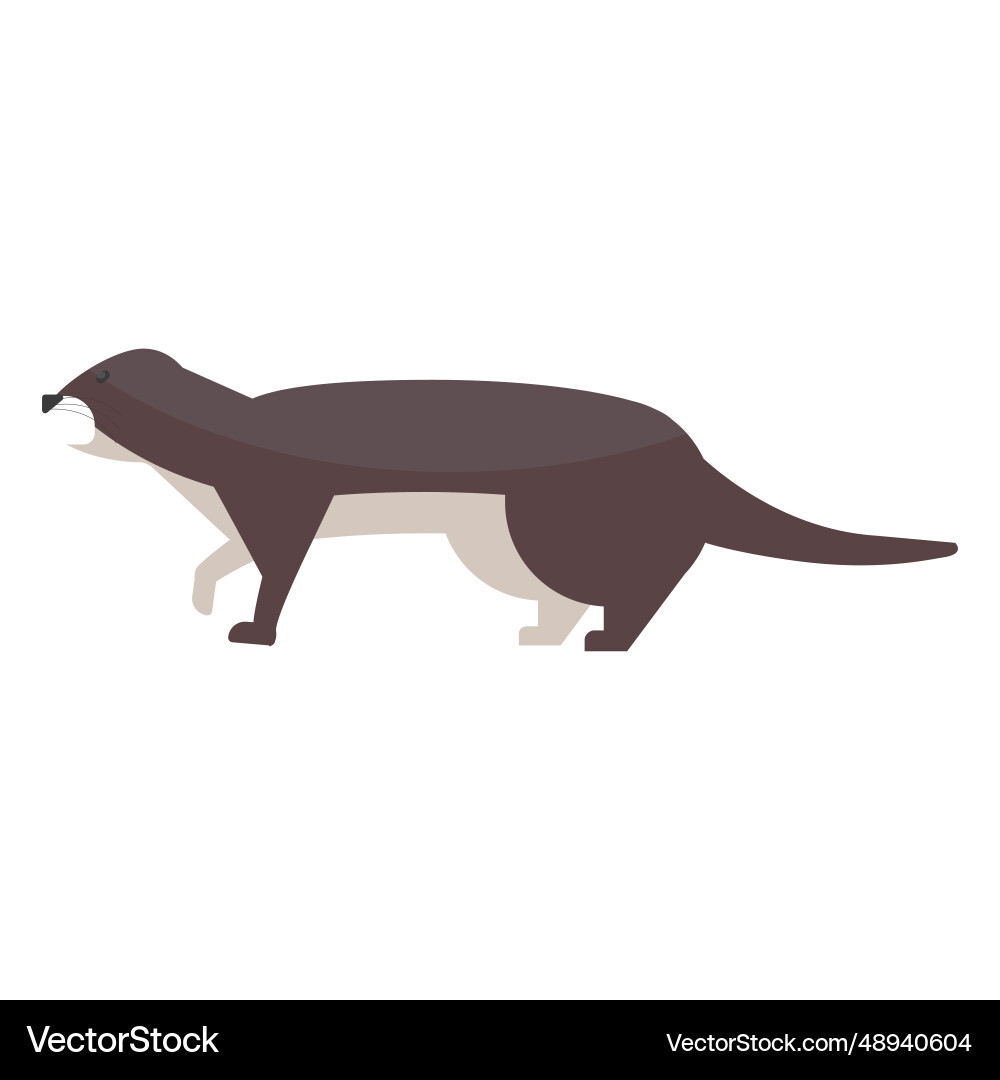 Otter muzzle tail fat flat Royalty Free Vector Image