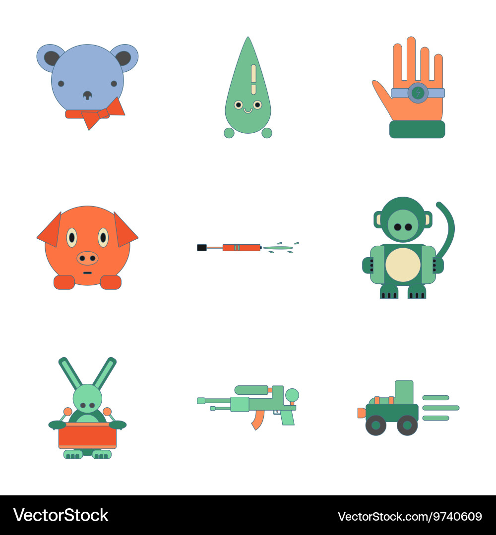 Assembly flat icons Kids toys Royalty Free Vector Image
