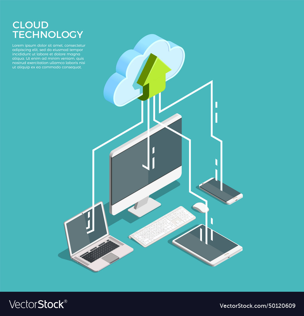 Cloud computing technology isometric poster Vector Image