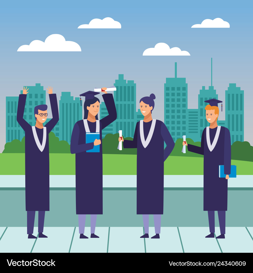 Graduation ceremony diploma people Royalty Free Vector Image