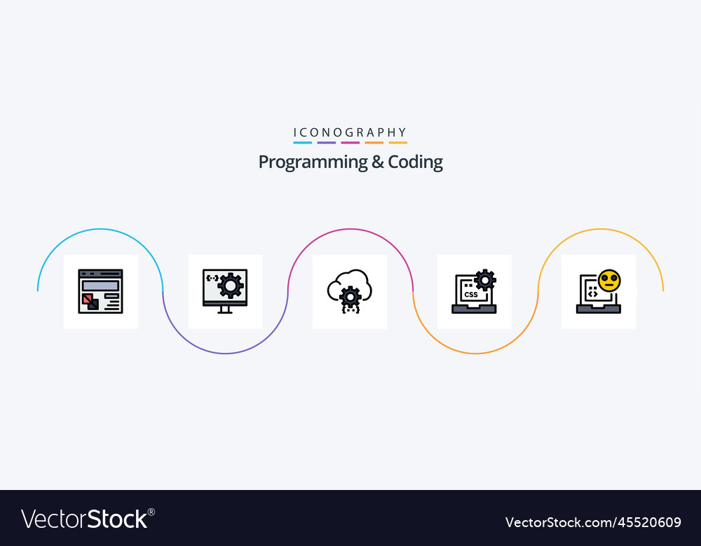 Programming and coding line filled flat 5 icon Vector Image Programming and coding line filled flat 5 icon Vector Image