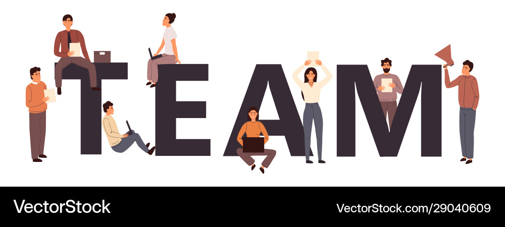 Teamwork team building flat Royalty Free Vector Image