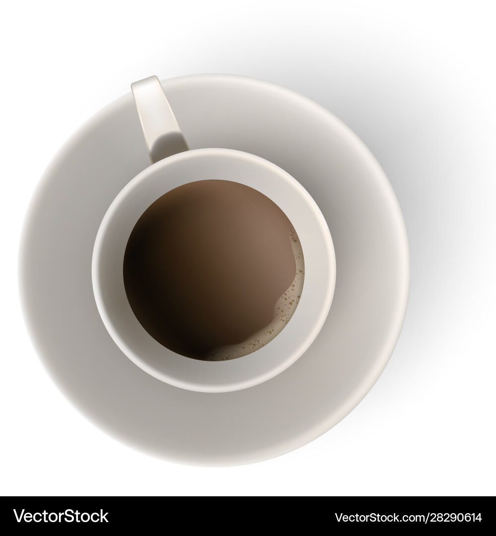 A cup coffee and saucer top view Royalty Free Vector Image