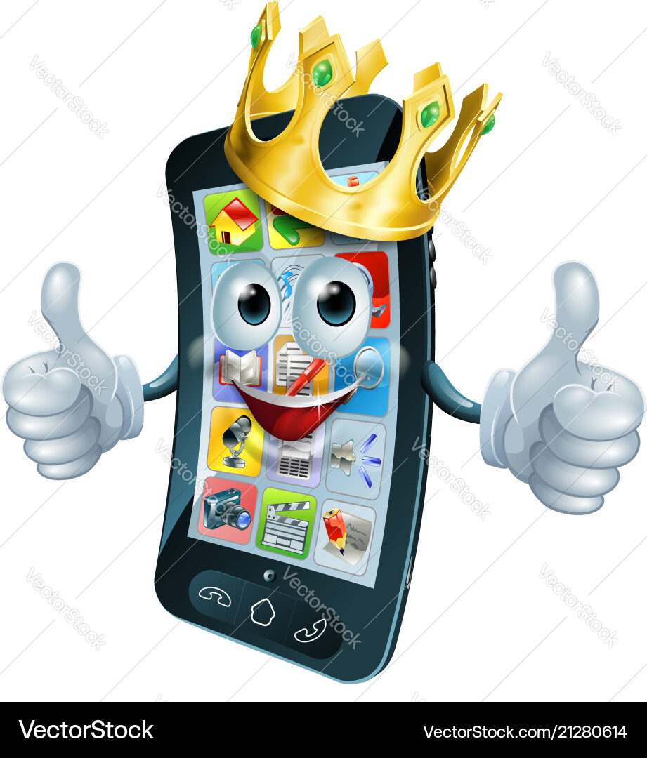Cartoon phone man king Royalty Free Vector Image