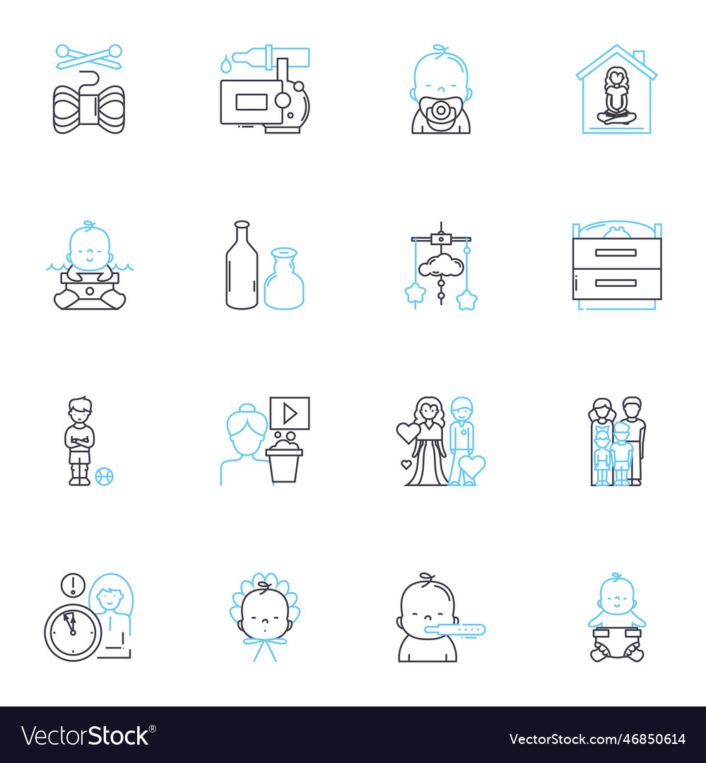 Children linear icons set playful imaginative Vector Image Children linear icons set playful imaginative Vector Image