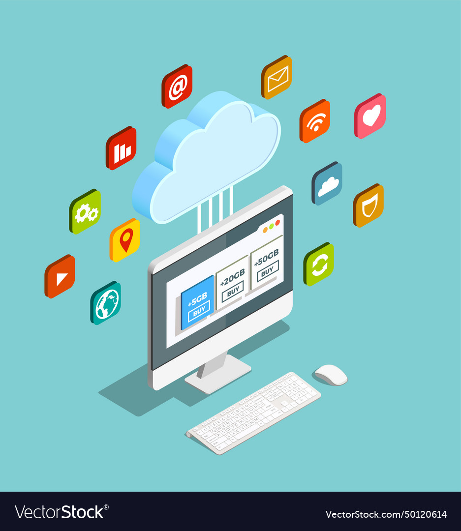 Cloud service model isometric composition Vector Image