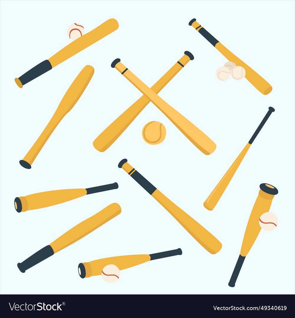 Baseball bat collection Royalty Free Vector Image