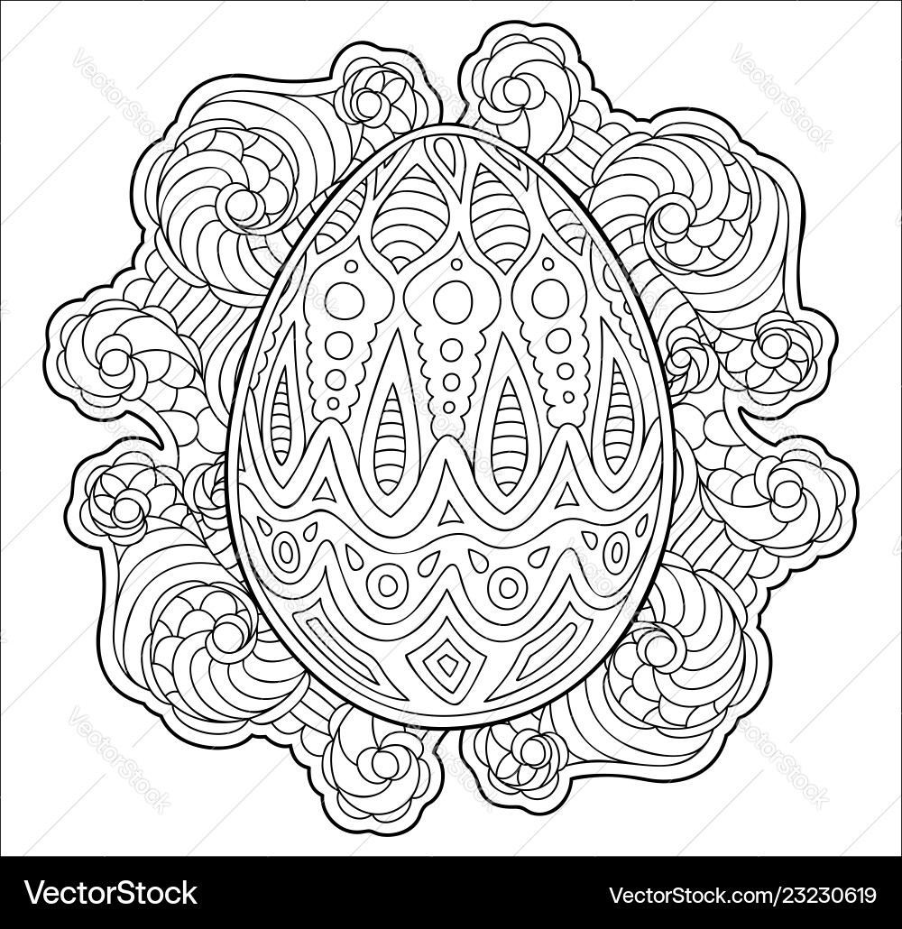 Beautiful coloring book page with decorative egg Vector Image