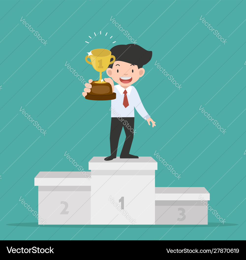 Businessman standing together on winners Vector Image