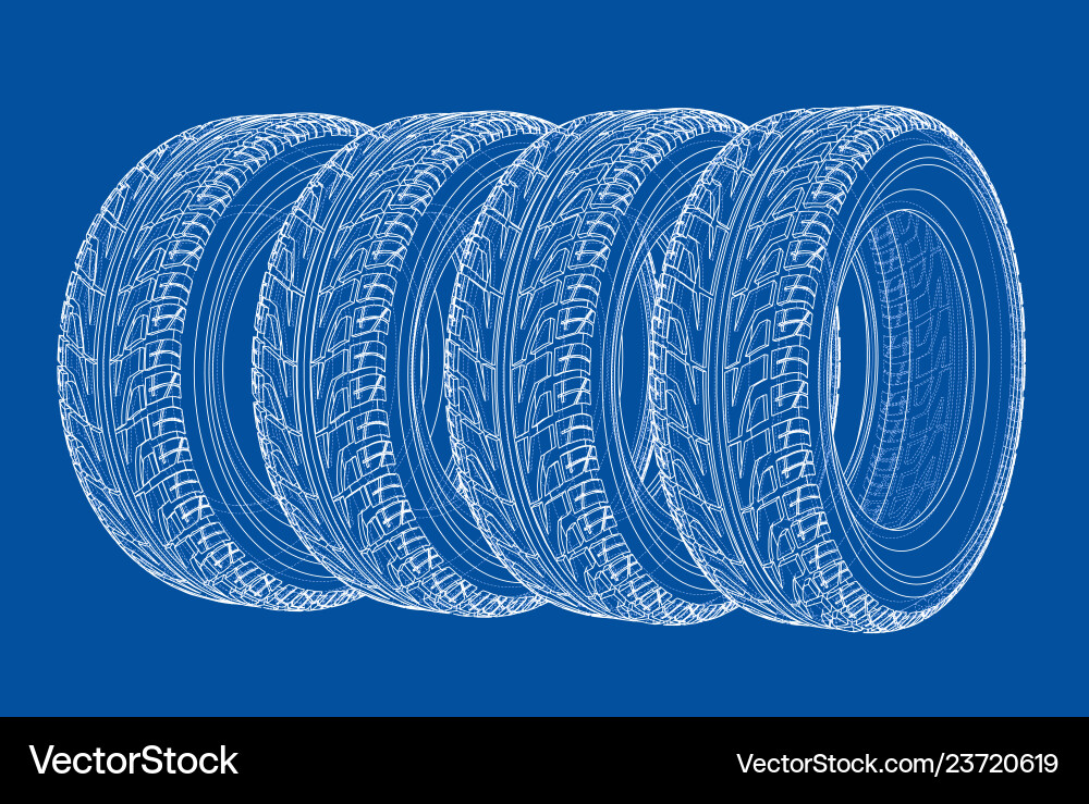 Car tires concept rendering of 3d Royalty Free Vector Image