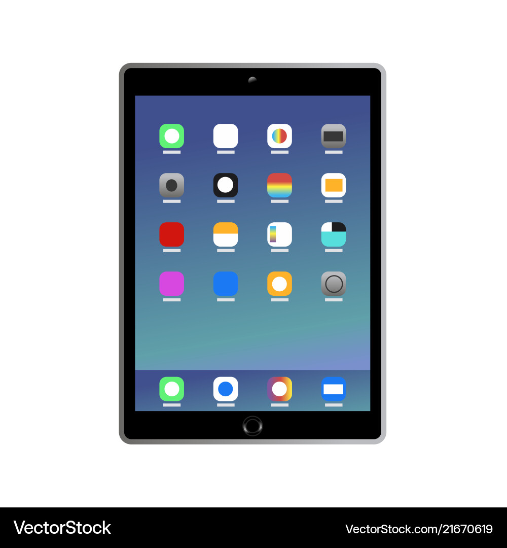 Flat gray tablet pc computer with ui icons Vector Image