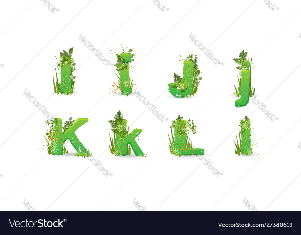Green leaves font stylish Royalty Free Vector Image