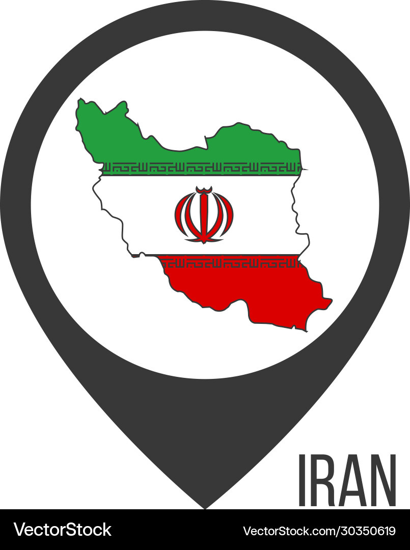 Map pointers with contry iran flag stock Vector Image