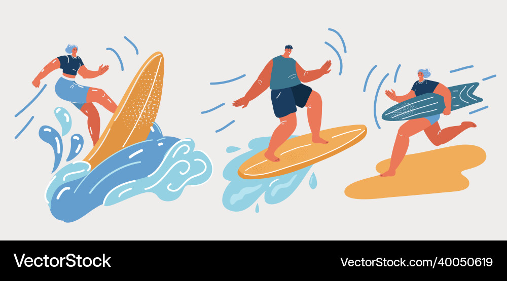Surfing people surfer Royalty Free Vector Image