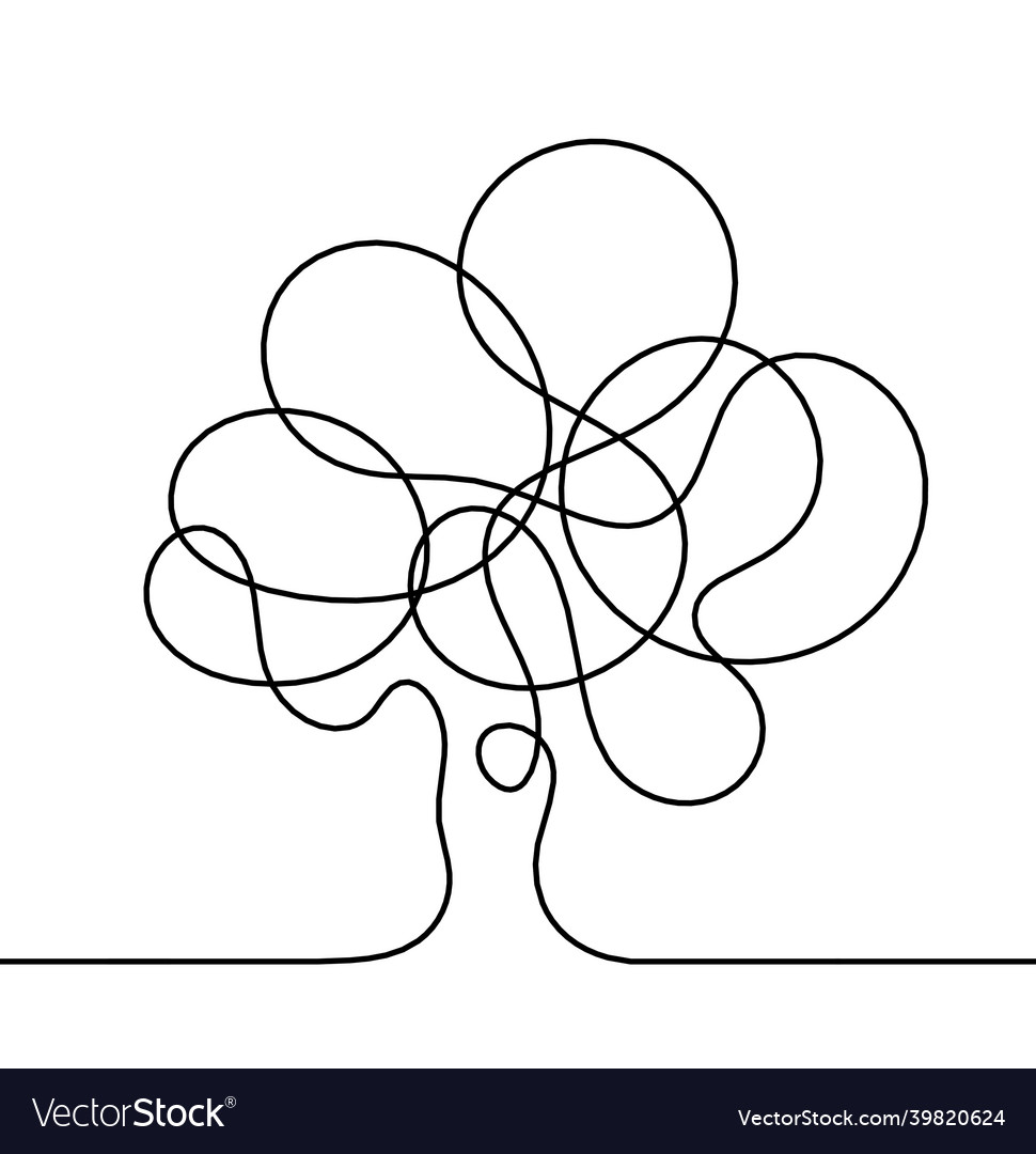 Abstract tree as line drawing on the white Vector Image