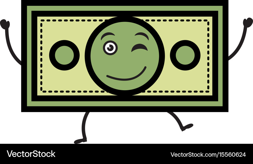Bill dollar kawaii character Royalty Free Vector Image