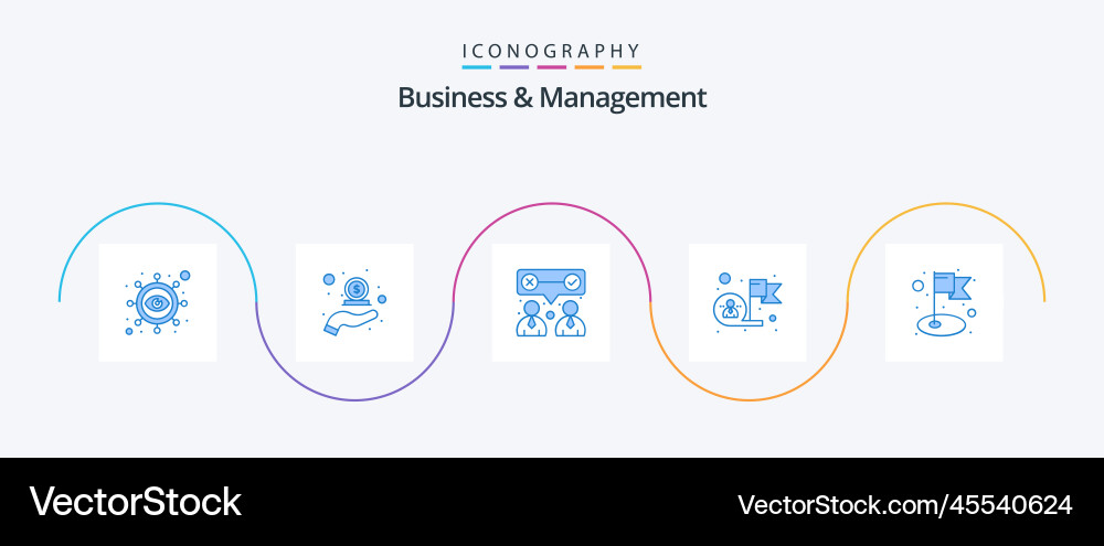 Business and management blue 5 icon pack Vector Image