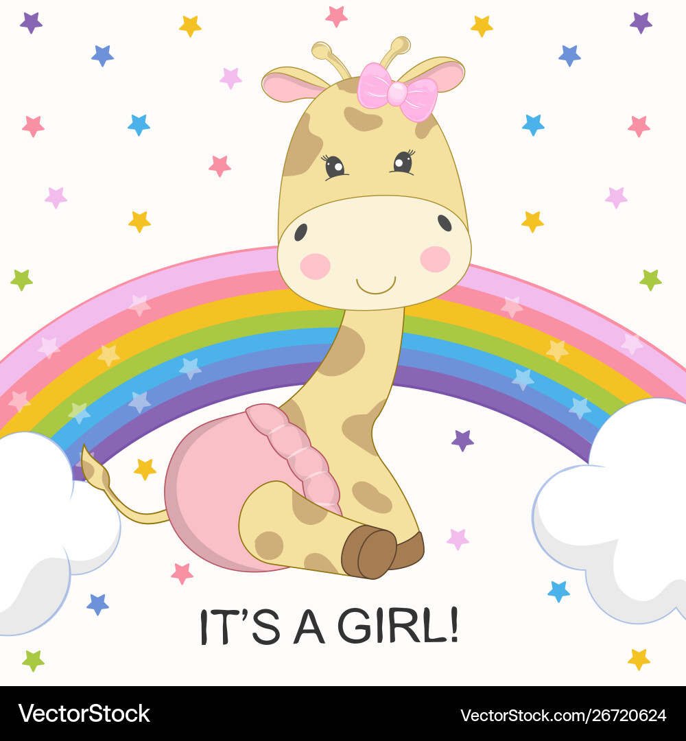 Cartoon giraffe is on rainbow Royalty Free Vector Image