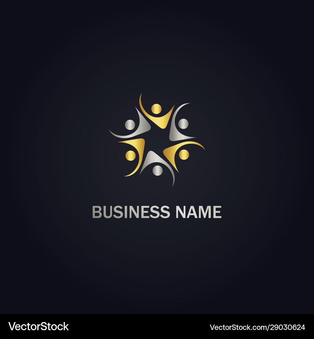 Round circle unity diversity gold logo Royalty Free Vector
