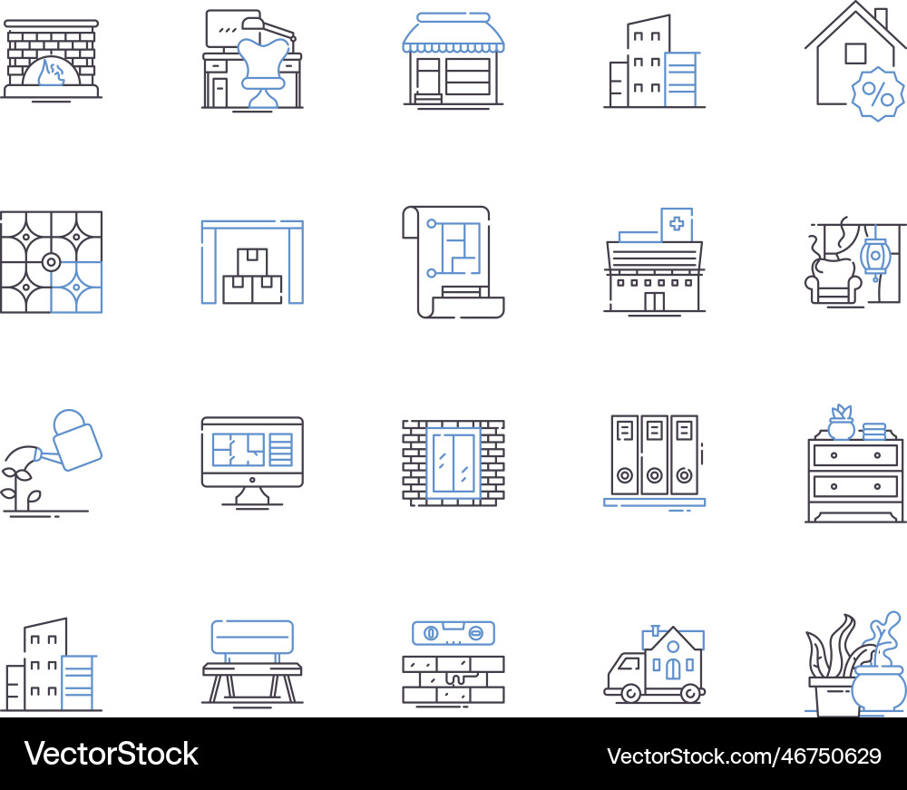 Apartments and accommodation outline icons Vector Image